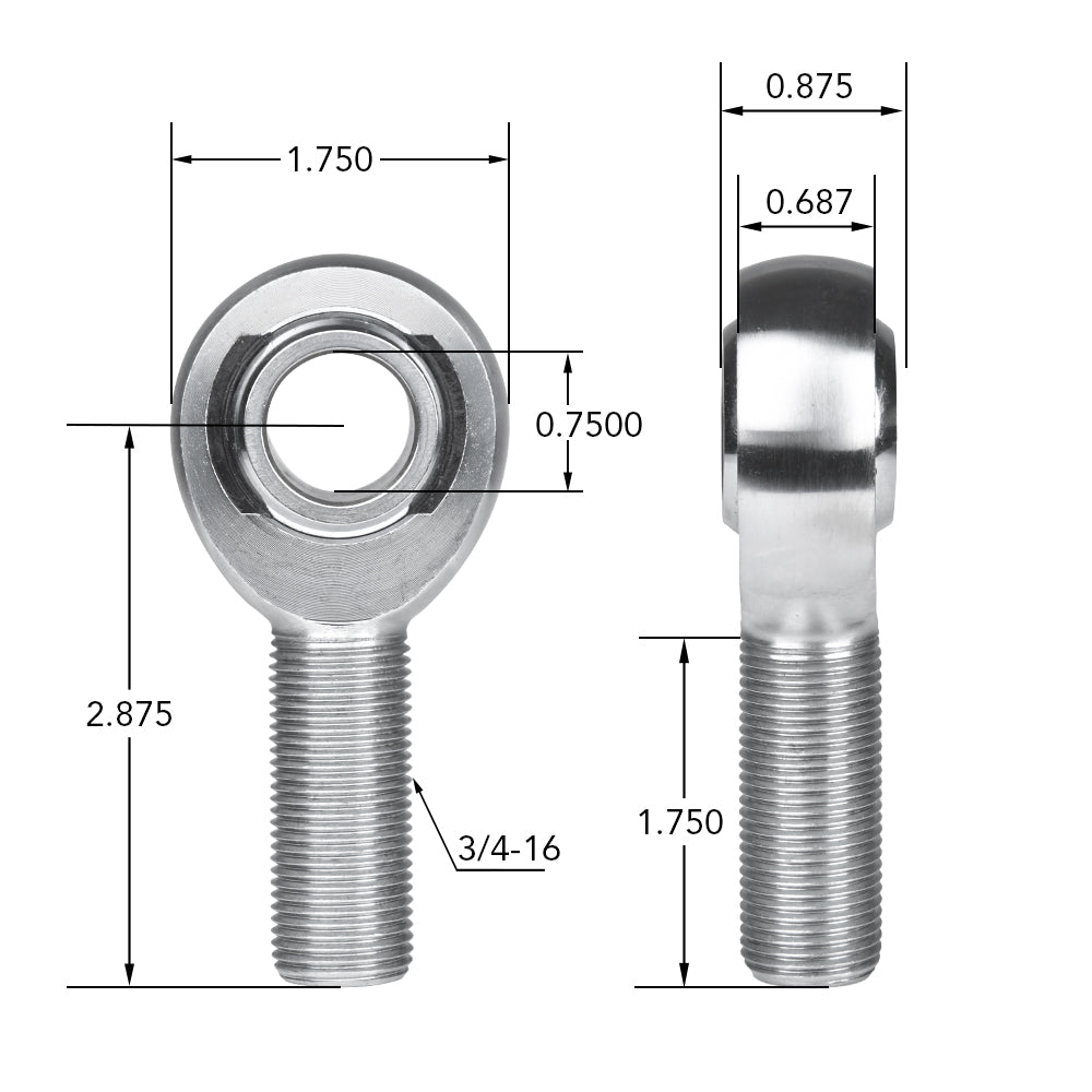 .750" 3/4" Rod End KIT Left and Right hand thread – Heim Joints
